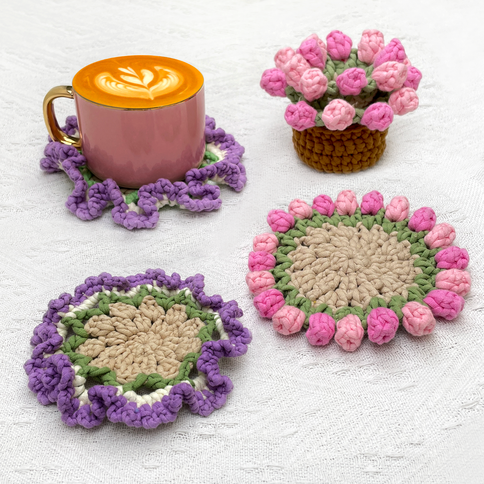 Tulip & Carnation Coasters - Crochet Kit – LOLCrochet